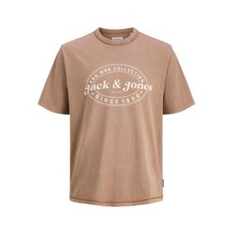 Jack & Jones JACK & JONES T-Shirt 'JJEDover' Herren Gr&ouml;&szlig;e XL hellbraun / offwhite
