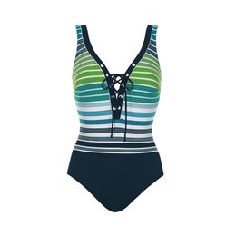 Sunflair Badeanzug Damen Gr&ouml;&szlig;e XL hellblau / dunkelblau / limette / wei&szlig;