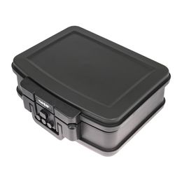 HMF 250437 Feuerfeste wasserdichte Dokumentenbox mit Zahlenschloss, DIN A4, 44,5 x 16,5 x 33 cm, Schwarz