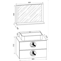 Vcm 3-tlg. Waschplatz Waschtisch Waschbecken Unterschrank Breite 60 cm Badm&ouml;bel Set mit Schubladen Spiegel Lendas