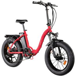 agon Aurevia E Bike Klapprad 20 Zoll Pedelec f&uuml;r Damen Herren 155 - 195 cm Elektrofahrrad Faltrad 7 Gang Fatbike StVZO rot