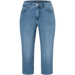 Caprijeans MAC "Dream-Sum", Damen, Gr. 44, N-Gr, mid light blau wash, Denim/Jeans, Obermaterial: 75% Baumwolle, 12% Modal, 9% Polyester, 4% Elasthan, figurbetont kniebedeckend, Jeans, Bequemer Sitz mit krempelbarem Saum