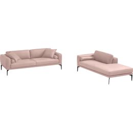 Polstergarnitur Egoitaliano "Masu, Design trifft sensationellen Sitzkomfort", rosa (rose,), H:95cm T:97cm, Leder CAREZZA (echtes Rindsleder) ist ein Naturleder, dass die urspr&uuml;nglichen Eigenschaften der Haut nicht ver&auml;ndert. Das Vorhandensein von verheilten Narben, K&ouml;rnungsunterschiede, Falten, Adern, Unterschiede in den Farbt&ouml;nen und andere Spuren, die die Natur auf diesen Fellen hinterlassen hat