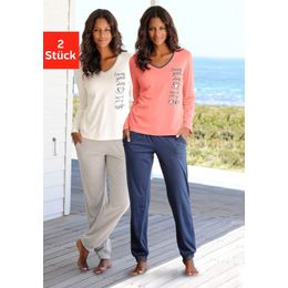 Damen Pyjama, Bunt, Gr. 44/46, Vivance Dreams by Lascana, Pyjamas, 100% Baumwolle