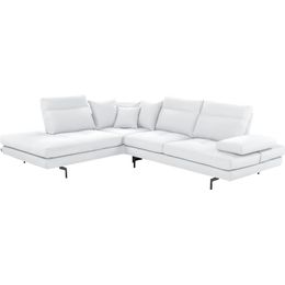 Ecksofa Calia italia "Toby Wing, Komfortsofa mit Sitzkomfort der Extraklasse, L-Form", wei&szlig; (bianco puro bull), B:288cm H:90cm T:232cm, Leder BULL (100% Leder), Sofas, Ecksofa, Sitztiefenverstellung, wahlw. mit Kissen-Set,F&uuml;&szlig;e schwarz matt