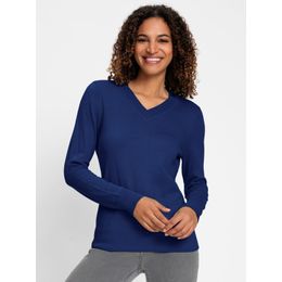 WITT Damen V-Ausschnitt-Pullover aus Feinstrick, royalblau, Gr&ouml;&szlig;e 40