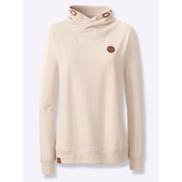 WITT Damen Sweatshirt mit &uuml;berlappendem Stehkragen, elfenbein, Gr&ouml;&szlig;e 36