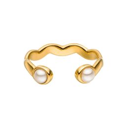PURELEI Ring 'Dewdrop' Damen Gr&ouml;&szlig;e 50/60 gold / perlwei&szlig;