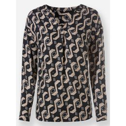 Heine Bluse Damen Gr&ouml;&szlig;e 5XL beige / chamois / schwarz