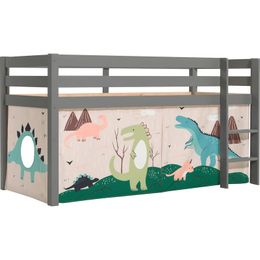 Vipack Spielbett »Pino, Kiefer massiv, mit Rolllattenrost u. Textil-Set, Made in Europe« B/H/T ca. 210x114x106cm, mit Leiter und Absturzschutz,...