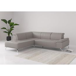 Places of Style Ecksofa »Caluna« Inkl.Sitztiefenverstellung, wahlweise mit Kopf- und Armteilverstellung light grey