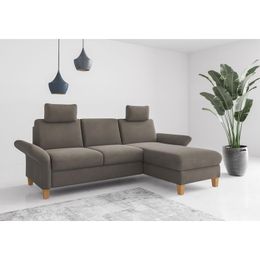 Home Affaire Ecksofa &raquo;Rochelle, L-Form&laquo; wahlweise mit Armteilverstellung, Bettfunktion und Bettkasten braun 100% Polyester