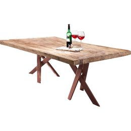 Sit Esstisch aus recyceltem Holz Natur, Antikbraun + Antikbraun + Natur