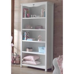 Vipack Kinderregal &raquo;Amori, mit 5 ger&auml;umigen F&auml;chern, 4 feste B&ouml;den&laquo; B/H/T ca. 90x190x40cm, inkl. verspieltem Herz-Ornament, bietet viel Stauraum im...