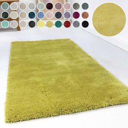 Esprit Hochflor-Teppich &raquo;Relaxx ESP-4150&laquo; rund 25 mm H&ouml;he Wohnzimmer, sehr gro&szlig;e Farbauswahl, weicher dichter Hochflor gelb Kunstfaser