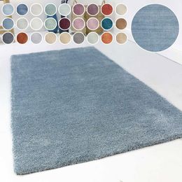 Esprit Hochflor-Teppich »Relaxx ESP-4150« rund 25 mm Höhe Wohnzimmer, sehr große Farbauswahl, weicher dichter Hochflor blau/grau Obermaterial: 100%...