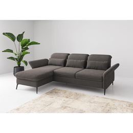 Sit & More sit&more Ecksofa &raquo;Emely, inkl. Sitztiefenverstellung&laquo; wahlweise mit Bettfunktion,Bettkasten,Kopf- & Armteilverstellung grau 100% Polyester