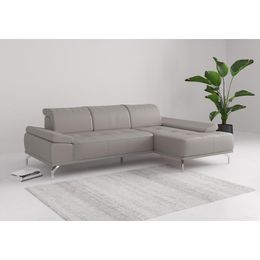 Places of Style Ecksofa »Caluna« Inkl.Sitztiefenverstellung, wahlweise mit Kopf- und Armteilverstellung light grey