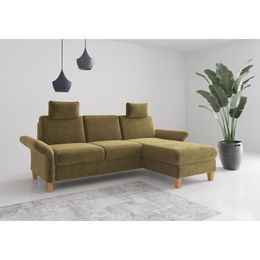Home Affaire Ecksofa »Rochelle, L-Form« wahlweise mit Armteilverstellung, Bettfunktion und Bettkasten olive