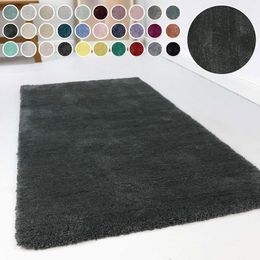 Esprit Hochflor-Teppich &raquo;Relaxx ESP-4150&laquo; rund 25 mm H&ouml;he Wohnzimmer, sehr gro&szlig;e Farbauswahl, weicher dichter Hochflor anthrazit/gr&uuml;n Obermaterial:...