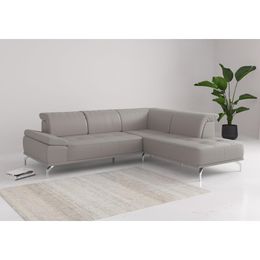 Places of Style Ecksofa »Caluna« Inkl.Sitztiefenverstellung, wahlweise mit Kopf- und Armteilverstellung light grey