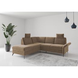 Home Affaire Ecksofa &raquo;Rochelle&laquo; wahlweise mit Bettfunktion, Bettkasten und Armteilverstellung braun 100% Polyester