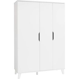 Home Affaire Kleiderschrank &raquo;MICHA, Kinderschrank, F&uuml;&szlig;e aus Massivholz&laquo; B/H/T ca. 132/200/52cm, viel Stauraum durch extra viele Einlegeb&ouml;den wei&szlig;