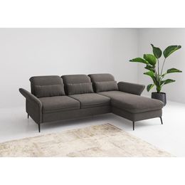 Sit & More sit&more Ecksofa &raquo;Emely, inkl. Sitztiefenverstellung&laquo; wahlweise mit Bettfunktion,Bettkasten,Kopf- & Armteilverstellung grau 100% Polyester
