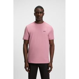 BOSS Green Rundhalsshirt »Tee« mit gummiertem Kontrast-Logo Open Pink696 S S Kurzarm für angenehmen Tragekomfort