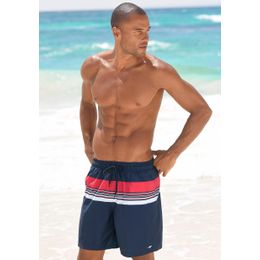 Badeshorts Kangaroos, Herren, Gr. S (48), N-Gr, blau (marine, rot), Polyester, gestreift, Badehosen Badeshorts, mit Streifen