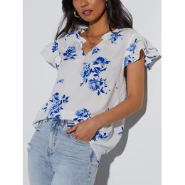 Milan Kiss Bluse in Wei&szlig;/ Blau - 69% | Gr&ouml;&szlig;e M | Damen-blusen