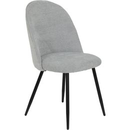 4-Fußstuhl Hela "GISELA", grau (grau, schwarz), B:50cm H:87cm T:57cm, 100% Polyester, Stühle, Bezug Teddyoptik