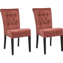 Esszimmerstuhl Home Affaire "Queen BESTSELLER", rot (rostrot, wenge), B:46cm H:93cm T:64cm, Polyester, Stühle, Polsterstuhl mit Knopfheftung, 2er, 4er oder 6er Set