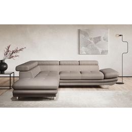 Ecksofa COTTA "Enterprise L-Form", grau, B:277cm H:91cm T:104cm, Softlux-Kunstleder;Luxus-Kunstleder, Sofas, Ecksofa, mit Arm- & Kopfteilverstellung, wahlweise mit Bettfunktion