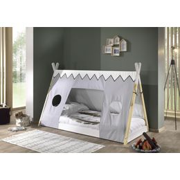 Kinderbett Vipack "TIPI, Kiefer massiv, 2-farbig lackiert, mit Rolllattenrost", weiß (natur, weiß), B:105,5cm H:134cm L:206cm, Betten, niedriger Betteinstieg, stabil gebaut
