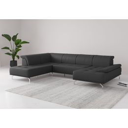 Wohnlandschaft Places of Style "Caluna", schwarz, B:334cm H:81cm T:235cm, Sofas, Inkl.Sitztiefenverstellung, wahlweise mit Kopf- und Armteilverstellung