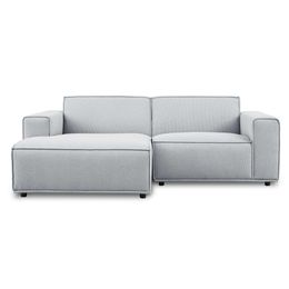 Ecksofa Home Affaire "Avelin, 228 cm, L-Form, Chenille, Struktur-Boucle", silber, B:228cm H:75cm T:156cm, 100% Polyester, Sofas, Ecksofa, mit Wellenunterfederung, Kedernaht, bodentief, Skandi-Design