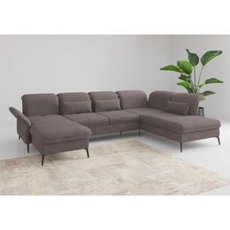 Sit & More Wohnlandschaft SIT & MORE "Emely, inkl. Sitztiefenverstellung", grau (taupe), B:359cm H:92cm T:231cm, 90% Polyester, 10% Polyamid, Sofas, Wohnlandschaft, wahlweise mit Bettfunktion,Bettkasten,Kopf- & Armteilverstellung