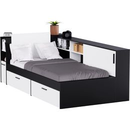 Stauraumbett Demeyere Group "DREAMPAD Bett 90x190/200 mit Ablage", schwarz (matt weiß, matt schwarz), B:119,2cm H:87,7cm L:229,4cm, Betten