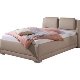 Polsterbett Maintal "Oderzo", grau (taupe), B:152cm L:230cm, Struktur (100% Polyester), Betten, inkl. Bettkasten, Kopfteilverstellung, Matratzen in H2 oder H3 wählbar