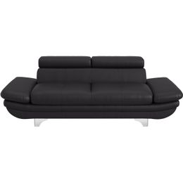 2-Sitzer COTTA "Enterprise", schwarz, B:218cm H:91cm T:104cm, Softlux-Kunstleder;Luxus-Kunstleder, Sofas, Big-Sofa, mit Armteilverstellung & Kopfteilverstellung