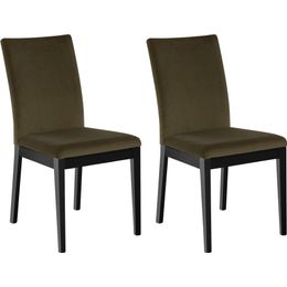 Stuhl Home Affaire "Dendres", grün (moos), B:46cm H:94cm T:60cm, Polyester, Stühle