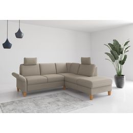 Ecksofa Home Affaire "Rochelle, L-Form", grau (taupe), B:240cm H:90cm T:216cm, 95% Polyester 5% Polyamid, Sofas, Ecksofa, wahlweise mit Armteilverstellung, Bettfunktion und Bettkasten