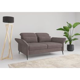 Sit & More 2,5-Sitzer SIT & MORE "Emely, inkl. Sitztiefenverstellung", grau (taupe), B:189cm H:92cm T:123cm, 90% Polyester, 10% Polyamid, Sofas, wahlweise mit Bettfunktion, Kopf- & Armteilverstellung