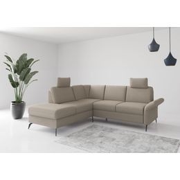 Ecksofa Home Affaire "Rochelle", grau (taupe), B:240cm H:93cm T:216cm, 95% Polyester 5% Polyamid, Sofas, Ecksofa, wahlweise mit Bettfunktion, Bettkasten und Armteilverstellung