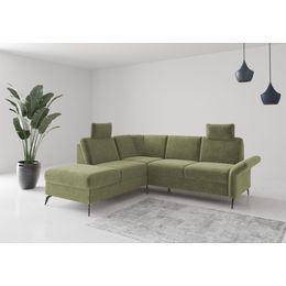 Ecksofa Home Affaire "Rochelle", gr&uuml;n (hellgr&uuml;n), B:240cm H:93cm T:216cm, 100% Polyester, Sofas, Ecksofa, wahlweise mit Bettfunktion, Bettkasten und Armteilverstellung