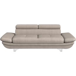 3-Sitzer COTTA "Enterprise", grau, B:233cm H:75cm T:104cm, Softlux-Kunstleder;Luxus-Kunstleder, Sofas, Big-Sofa, mit Armteilverstellung & Kopfteilverstellung