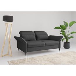 Sit & More 2,5-Sitzer SIT & MORE "Emely, inkl. Sitztiefenverstellung", grau (dunkelgrau), B:189cm H:92cm T:123cm, 95%Polyester, 5% Polyamid, Sofas, wahlweise mit Bettfunktion, Kopf- & Armteilverstellung