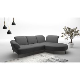 Sit & More Ecksofa SIT & MORE "Dance, L-Form, inkl. Sitztiefenverstellung", grau (dunkelgrau), B:313cm H:91cm T:208cm, 95%Polyester 5%Polyamid, Sofas, Ecksofa, inkl. Click&Seat, optional mit Kopfteilverstellung