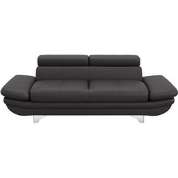 2-Sitzer COTTA "Enterprise", grau, B:218cm H:91cm T:104cm, Softlux-Kunstleder;Luxus-Kunstleder, Sofas, Big-Sofa, mit Armteilverstellung & Kopfteilverstellung